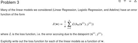 Solved Problem Many Of The Linear Models We Considered Chegg