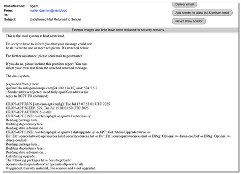 All Emails Blocked Because Sent From Mailer Daemonnextcloud ℹ️ Support Nextcloud Community