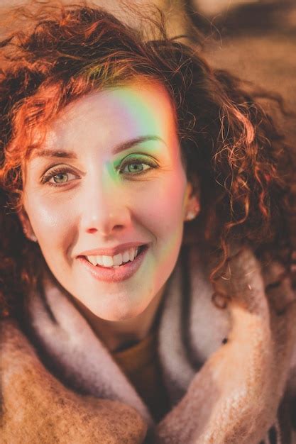 Premium Photo Close Up Portrait Of Redhead Woman In Warm Clothing