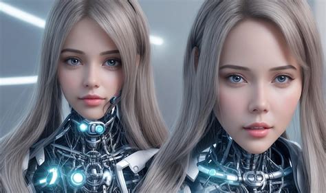 premium photo realistic a woman in a robot garment computing and
