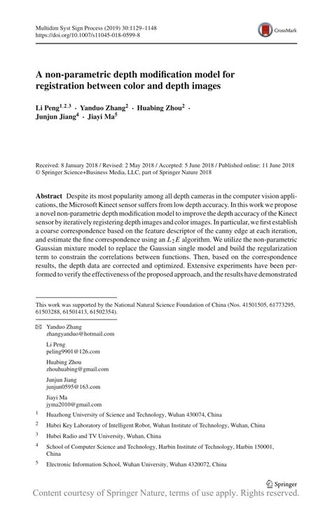 A Non Parametric Depth Modification Model For Registration Between