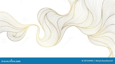 Vector Line Gold Background Luxury Design Texture Flow Elegant Curve Graphic River Ocean