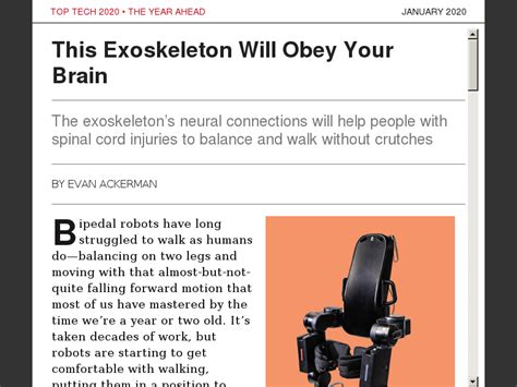 Ieee Spectrum Na January 2020this Exoskeleton Will Obey Your Brain