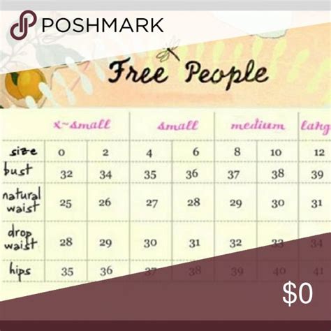 Free People Size Chart Minimalist Chart Design