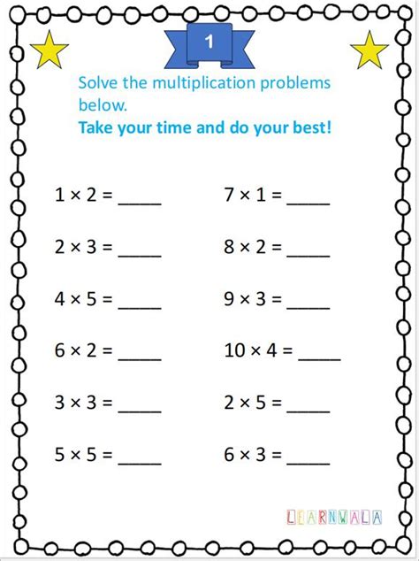 Printable Multiplication Worksheets Elementary Level Math Growing