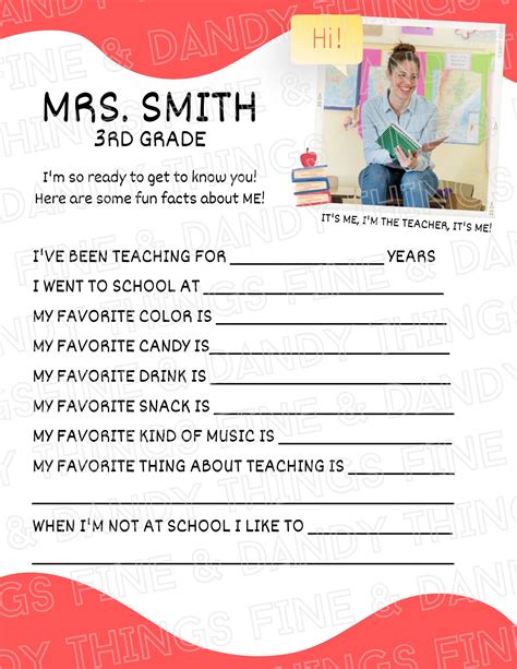 Teacher Handout Digital Download Start Of Schoolroom Handouts Classroom