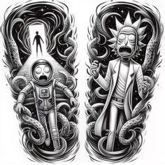 Rick And Morty Sleeve Tattoos Designs And Stencils Ready To Be Printed