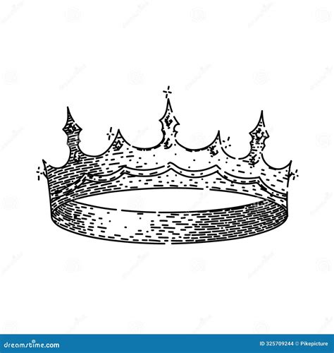 Prince Crown King Sketch Hand Drawn Vector Stock Illustration