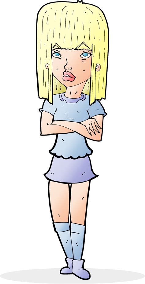 Cartoon Girl With Crossed Arms 12281053 Vector Art At Vecteezy