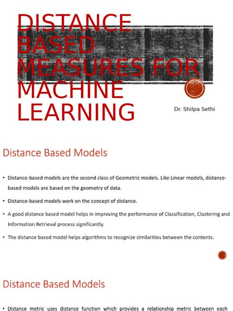 Distance Based Measures For Machine Learning Pdf