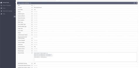 rewrite rule difference in htaccess vs vh rewrite tab vs vh context