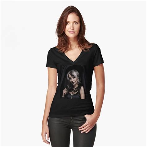 Dark Goth Girl Fitted V Neck T Shirt For Sale By Jennifer Morcom