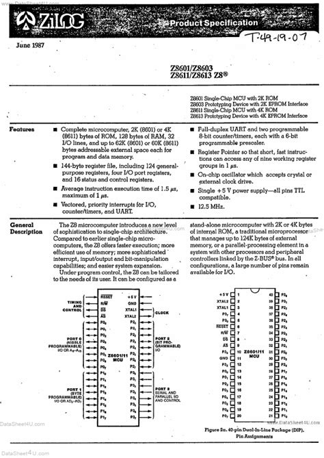Z08613 Datasheet Zilog