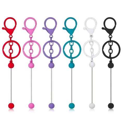 Diy Beaded Key Chain Beadable Handmade Keychains Bars Crafting Blanks
