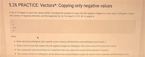 solved 5 26 practice vectors copying only negative values