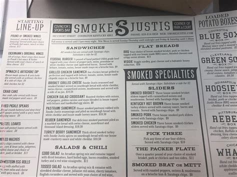 Online Menu Of Smoke Justis Restaurant Covington Kentucky 41011 Zmenu