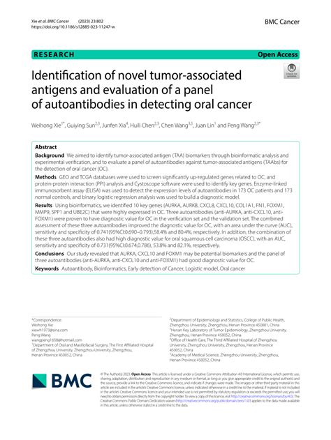 Pdf Identification Of Novel Tumor Associated Antigens And Evaluation Of A Panel Of