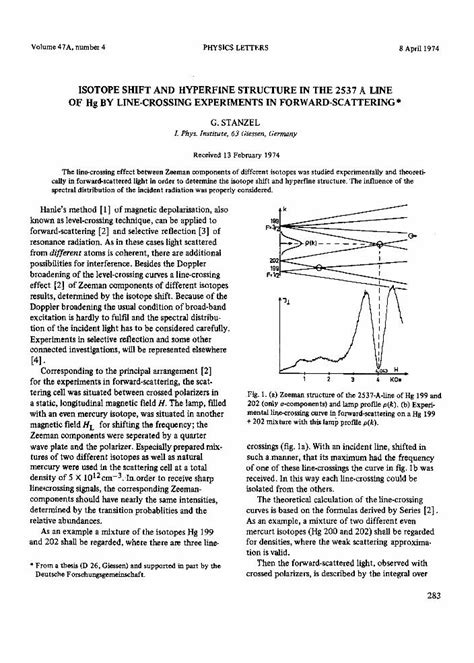 Pdf Isotope Shift And Hyperfine Structure In The 2537 Å Line Of Hg By Line Crossing