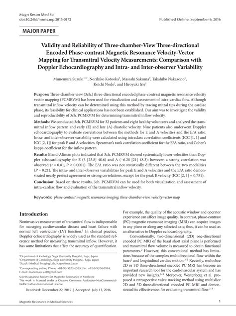 Pdf Validity And Reliability Of Three Chamber View Three Directional