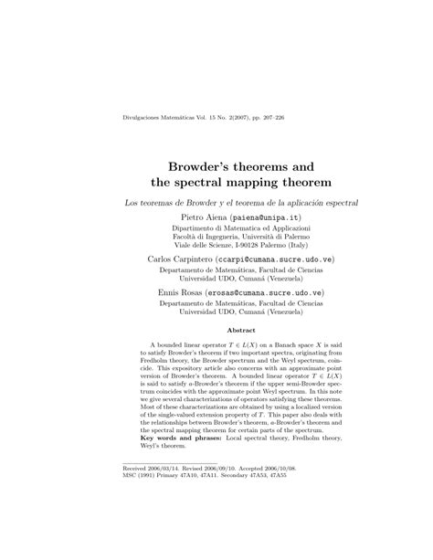 pdf browder s theorems and the spectral mapping theorem