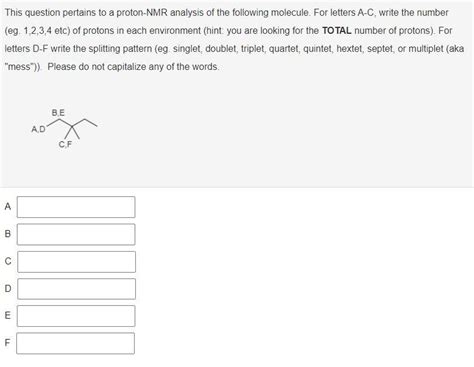 Solved This Question Pertains To A Proton Nmr Analysis Of