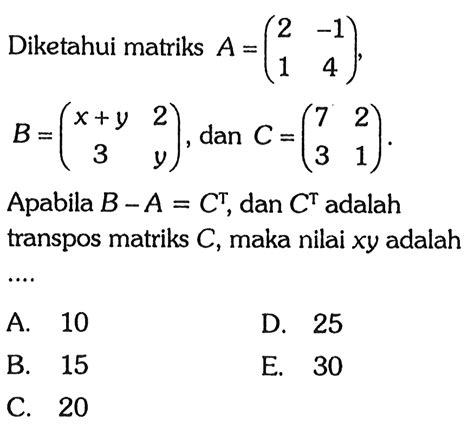 kumpulan contoh soal kesamaan dua matriks matematika kelas 11