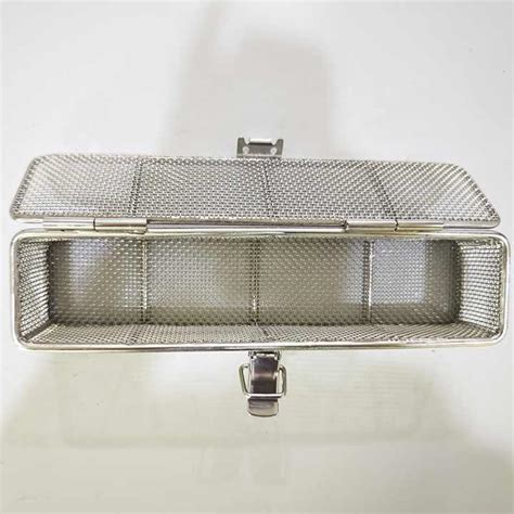 Stainless Steel Metal Wire Mesh Basket With Lid Dental Instruments Labs