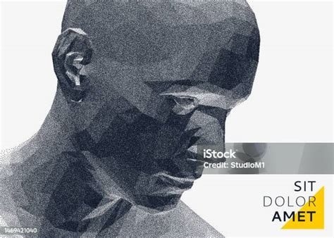 점으로 만든 추상적 인 남자 머리 점선 면 배경의 측면 보기입니다 얼굴 인식 3d 벡터 그림입니다 바둑판에 대한 스톡 벡터 아트 및 기타 이미지 Istock