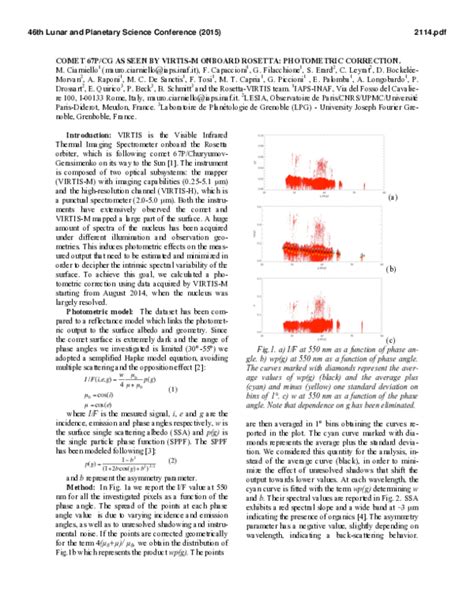 Pdf Comet 67pcg As Seen By Virtis M Onboard Rosetta Photometric