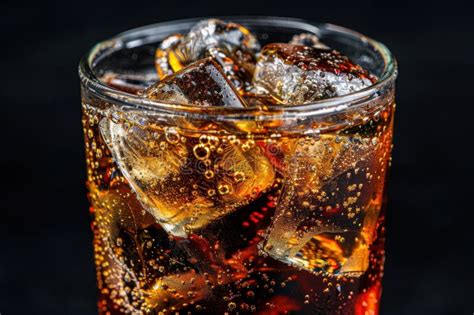 Close Up Of A Glass Of Fizzy Cola Drink With Ice Cubes Stock Illustration Illustration Of Cold