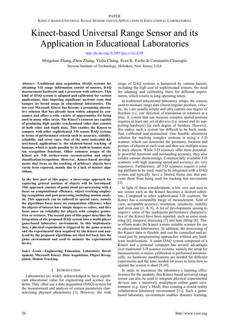 Pdf Kinect Based Universal Range Sensor And Its Application In Educational Laboratories