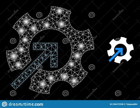 Bright Web Network Gear Integration Icon With Glare Spots Stock Vector Illustration Of