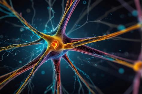 Visualization Of Nerve Cells Transmission Of Electrical Impulses Premium Ai Generated Image