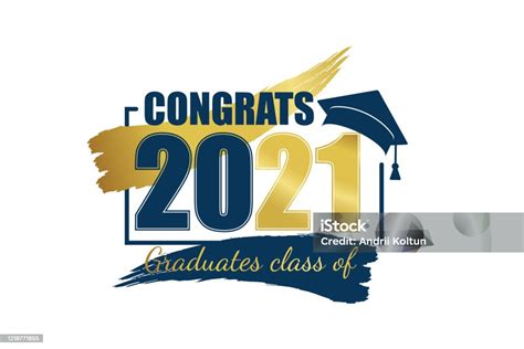 2021년 졸업 손으로 그린 브러쉬 골드 스트라이프와 교육 학술 모자 번호 졸업 디자인 프레임 고등학교 또는 대학 축 하 졸업