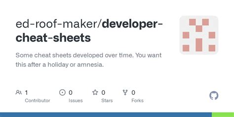 Github Ed Roof Makerdeveloper Cheat Sheets Some Cheat Sheets