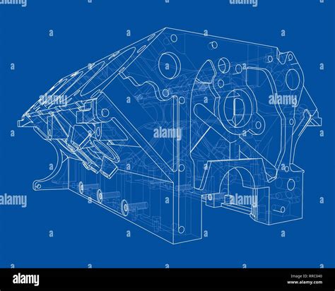 Engine Block Sketch Vector Rendering Of 3d Stock Vector Image And Art