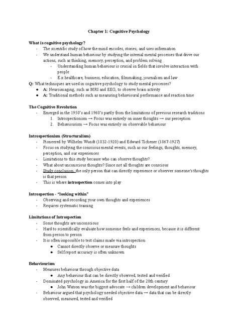 Psych 2h03 Human Learning And Cognition Chapter 1 Cognitive Psychology What Is Cognitive