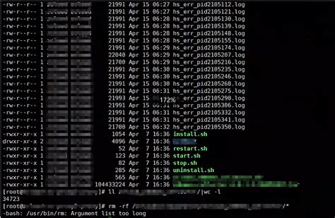 bash usr bin rm Argument list too long 墨天轮