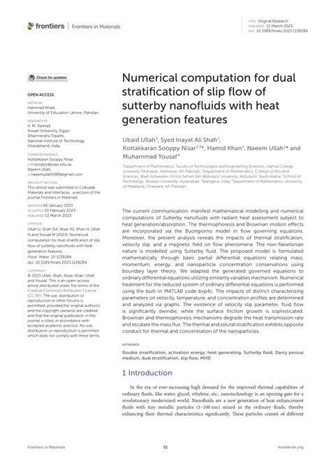 Pdf Numerical Computation For Dual Stratification Of Slip Flow Of Sutterby Nanofluids With