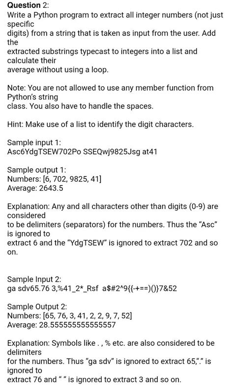 Solved Question Write A Python Program That Takes An Chegg