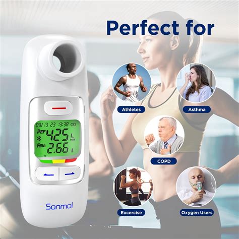 Peak Flow Meter With Bluetooth APP Spirometer For Asthma COPD Monitor Tests PEF FEV Home