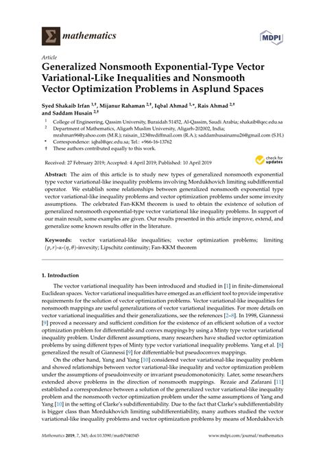 Pdf Generalized Nonsmooth Exponential Type Vector Variational Like