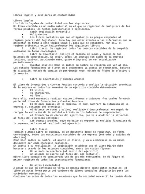 Libros Legales Y Auxiliares De Contabilidad Pdf Contabilidad