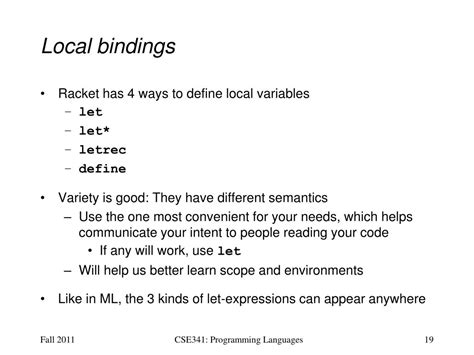 Ppt Cse341 Programming Languages Lecture 14 Introduction To Racket
