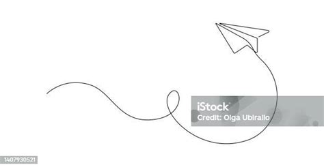 종이 비행기를 날아 다니는 연속 한 줄 그리기 간단한 선형 스타일의 공예 비행기의 시작과 자유와 여행을위한 창조적 인 비즈니스 개념 종이접기 낙서 벡터 일러스트 레이 션