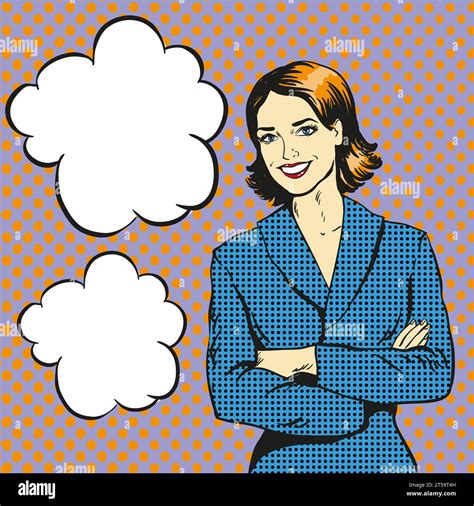 Woman with speech bubble in retro pop art style. Comic vector illustration Stock Vector Image ...