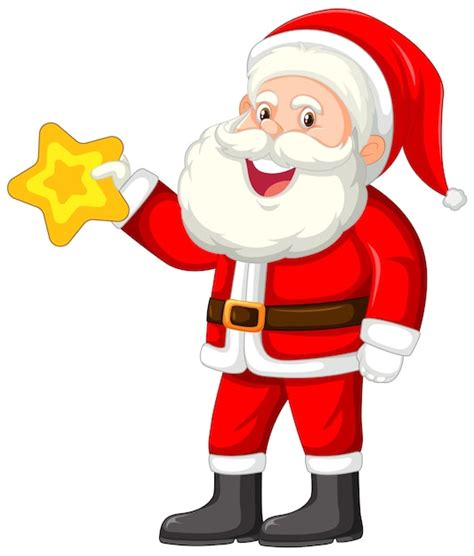 Papai Noel Segurando O Personagem De Desenho Animado Estrela Vetor Grátis