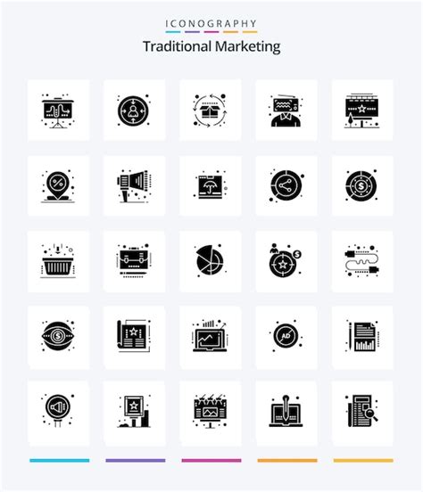 Premium Vector Creative Traditional Marketing 25 Glyph Solid Black