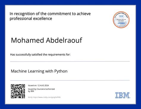 Mohamed Ehab Abdelraouf On Linkedin Machinelearning Python Coursera Ibm Continuouslearning