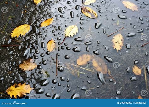 Raindrops Hitting A Puddle On The Ground Stock Image Image Of Puddle Rainfall 297922267